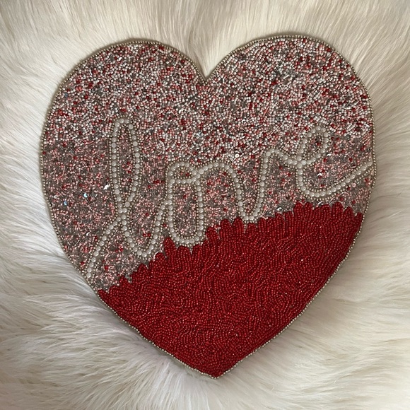 Holiday | New Red Pink Love Heart Shaped Valentines Day Beaded Charger ...